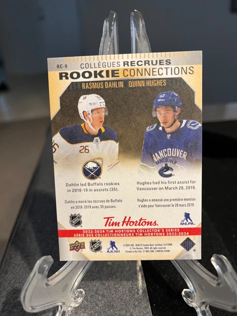 RASMUS DAHLIN / Quinn Hughes 2023-24 UD Tim Hortons Rookie Connections ...