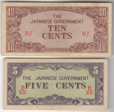 THE JAPANESE GOVERNMENT Five & 10 Cents Banknotes £12.75 - PicClick UK