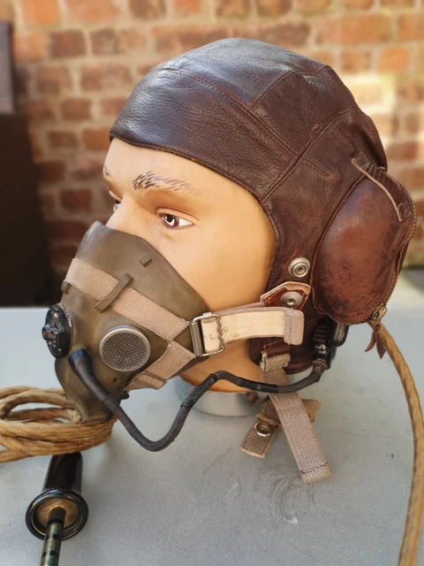 WW2 RAF H Type Oxygen Mask & B/C Type Flying Helmet Zipped Ear ...