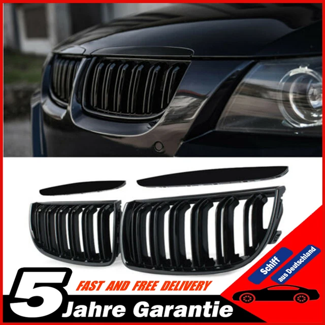 FÜR BMW 3ER E90 E91 04-08 Nieren Grill GLANZ SCHWARZ Doppelelsteg Kühlergrill EUR 27,89 ...