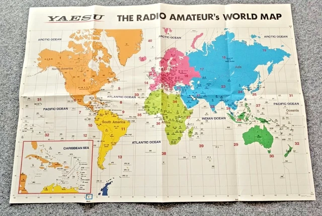 YAESU-WELTKARTE, WORLD MAP, DX-Karte Amateurfunk NEU EUR 10,00 ...