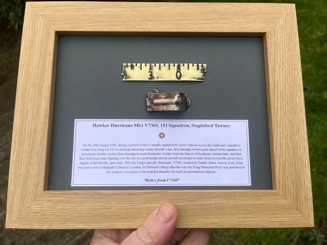 WW2 BATTLE OF Britain relic display, Hawker Hurricane V7369, 151 Sqn (S ...
