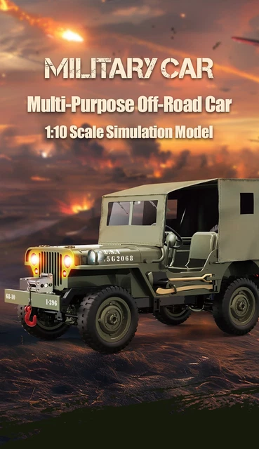 JJRC C8815 1/10 Military RC Car 2 Battery+Canvas cover +Winch+Driver ...