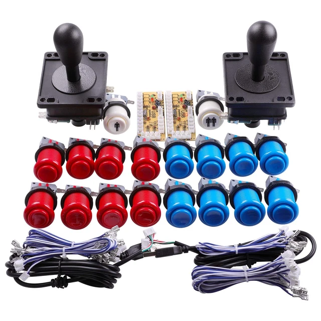 2-PLAYER ARCADE BUTTONS and Joystick DIY Controller Kit for Raspberry £ ...