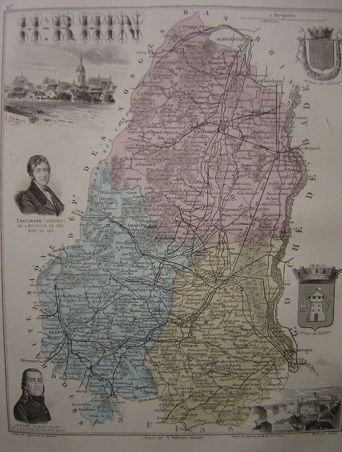 MAP OF THE department of Haut rhin portraits Engelmann lefèvre ...
