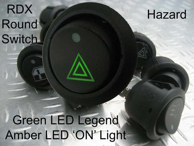 RDX ILLUMINATED LED Hazard Switch OFF/ON Defender Dashboard Pod Kit Car ...