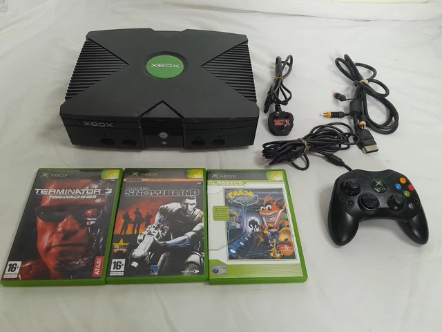 XBOX ORIGINAL CONSOLE Bundle Official Controller All Leads and 3 Games ...