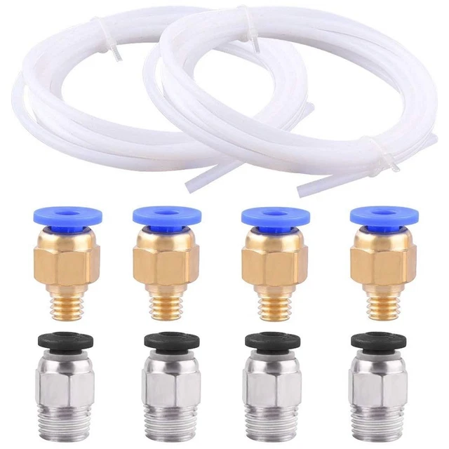 2M WHITE CONNECTOR Tubing 4 Pcs PC4-M6 Quick Fitting PTFE Tube 1.75mm ...