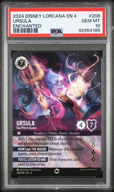 2024 DISNEY LORCANA EN 4 Ursula's Return Ursula Enchanted 208/204 PSA ...