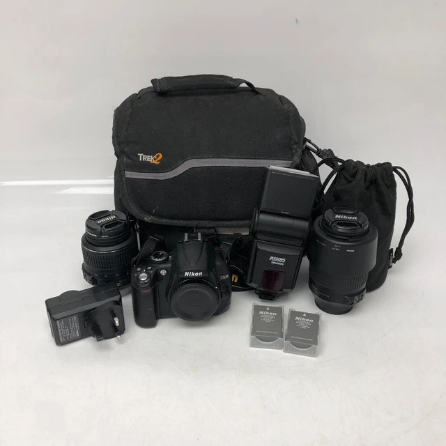 NIKON D5000 DIGITAL SLR Camera + x2 Nikon Lens / Jessops Flash / Carry ...