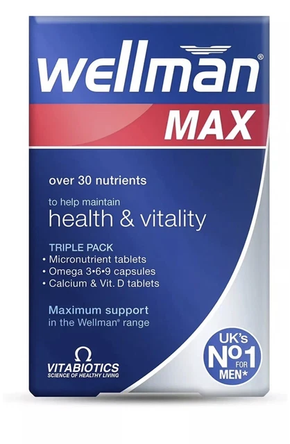VITABIOTICS WELLMAN MAX Health & Vitality Omega & Calcium 84 Tablets ...