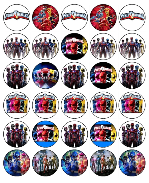 POWER RANGERS EDIBLE Cupcake Topper Wafer Birthday Cake Decoration (2 ...