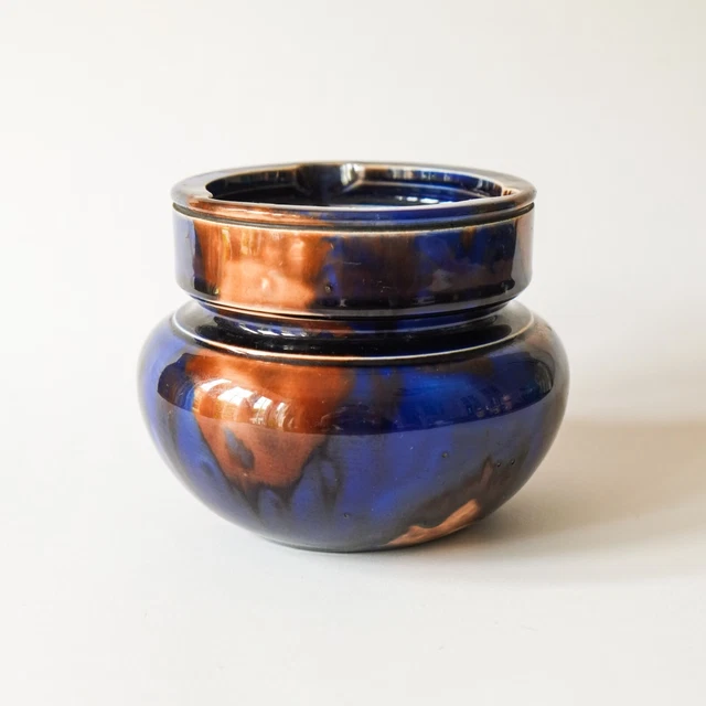 VINTAGE TOBACCO JAR Ceramic Stoneware - Tortoise Shell Deep Blue Denby ...