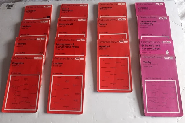 FIFTEEN VINTAGE OS One-Inch maps of WALES 1960s £16.00 - PicClick UK