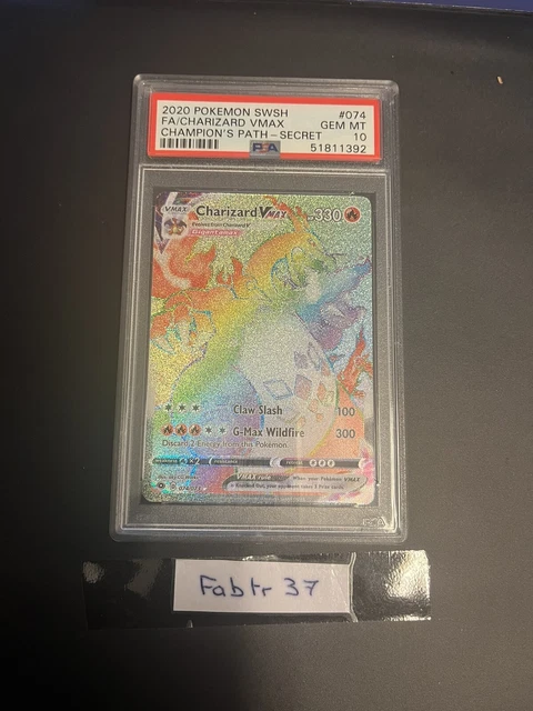 PSA 10 GEM MINT Pokemon Champion Path Secret Rare Rainbow Charizard VMAX 074/073 EUR 306,00 ...