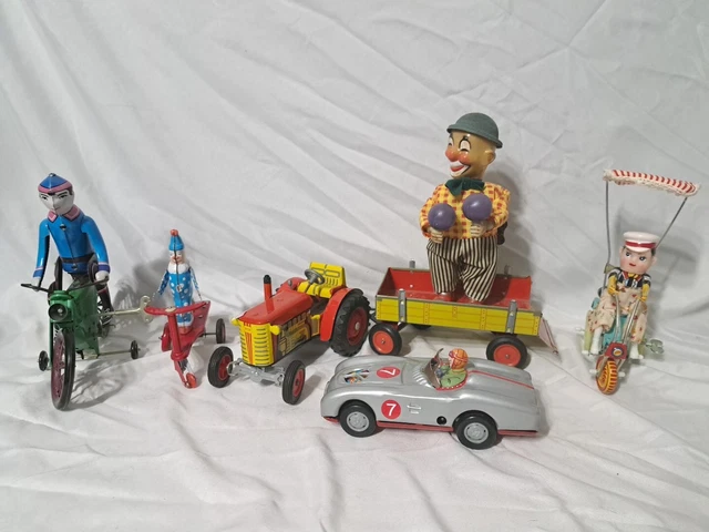 VINTAGE TIN TOY Lot Of 7 Wind Up & Friction Toy Lot Repos LATE 90'S ...