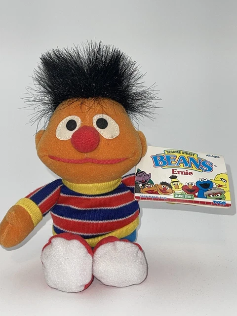 TYCO SESAME STREET Beans Ernie 8" Vintage 1997 Tags Plush Stuffed Doll ...