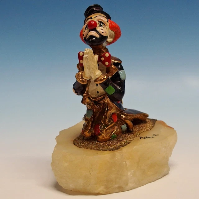 VINTAGE SIGNED RON LEE Clown Figurine #298 "Hobo Joe Praying" 24K Gold ...