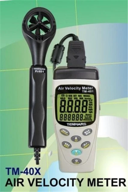 TENMARS TM-401 AIR Velocity Meter Airspeed Anemoscope Anemometer -20 ...