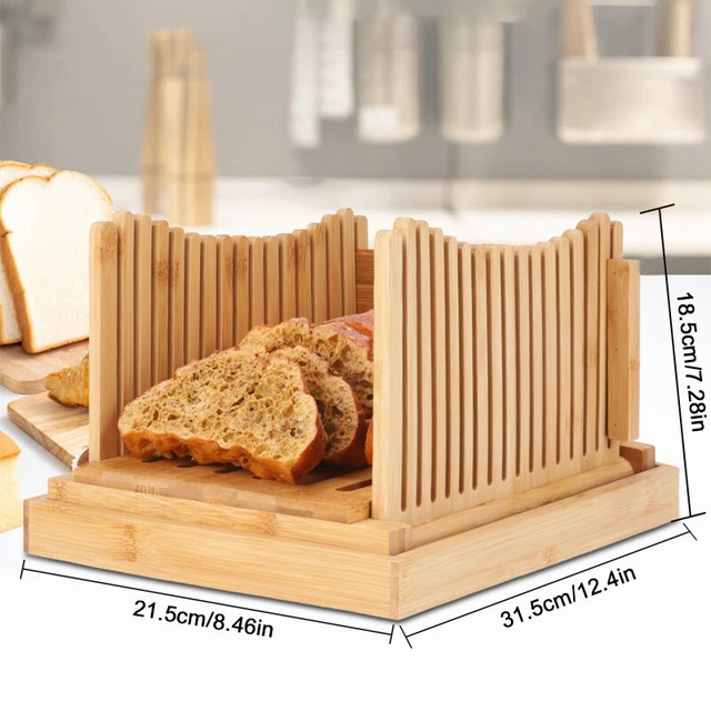 BAMBOO BREAD SLICER Guide Loaf Cutting Size Slicing Foldable Board ...