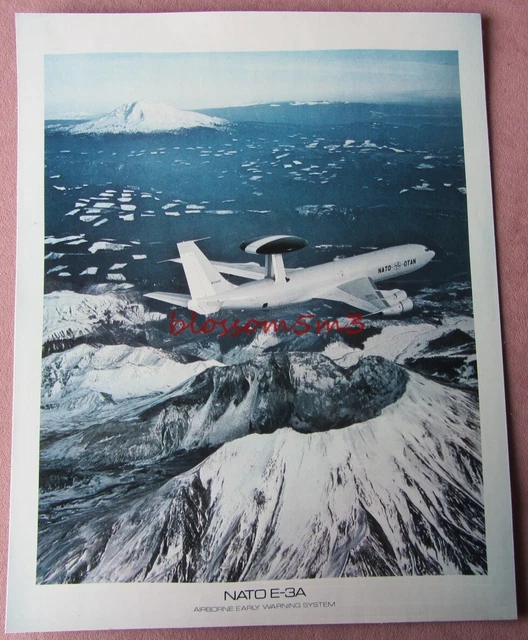 VINTAGE BOEING PHOTO NATO E-3A Airborne Early Warning System Plane Mt ...