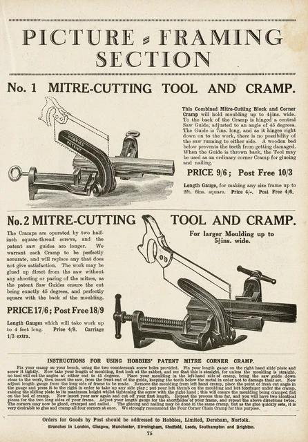 1920S ORIGINAL VINTAGE Mitre Hand Saw Cramp Clamp Woodworking Tool Art ...