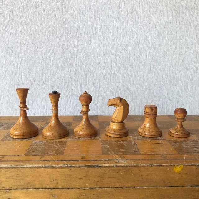 VINTAGE SOVIET WOODEN chess set 60s - USSR Nobel chessmen (Valday) £44. ...