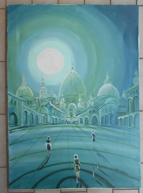 WILLIAM NUZZO QUADRO Dipinto Ad Olio Su Tela La Citta' Delle Cupole Cm ...