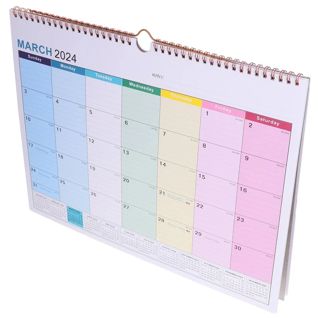 CALENDRIER MURAL 2024-2025 Calendrier mensuel suspendu Calendrier mural ...