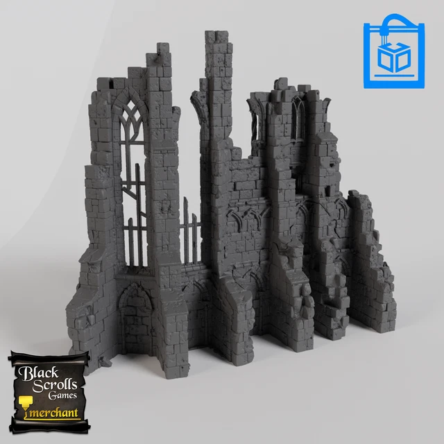 MEDIEVAL CATHEDRAL RUINS Tabletop Gaming Terrain 3D Printed 10/15/20/28 ...