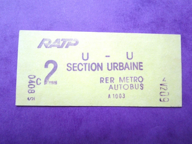 TICKET RATP SNCF Métro - bus - rer - T - section Urbaine - PARIS - TBE £1.33 - PicClick UK