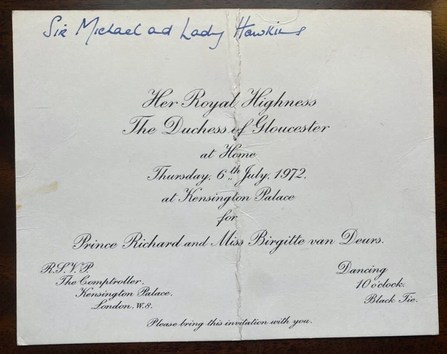 ANTIQUE ROYAL INVITATION Princess Alice Duchess Gloucester Kensington ...