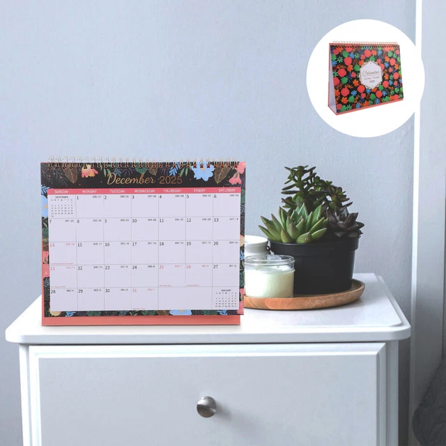 DESKTOP CALENDAR 2025 English Desk Calendar Flipping Countertop Calendar Office £10.58 - PicClick UK
