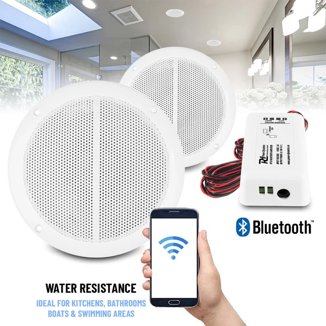 BATHROOM KITCHEN CEILING Speakers Set with Wireless Bluetooth Amplifier ...