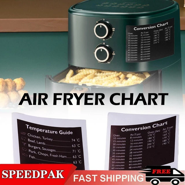 AIR FRYER CONVERSION Chart Sticker Air Fryer Cooking Chart Cook Guide ...