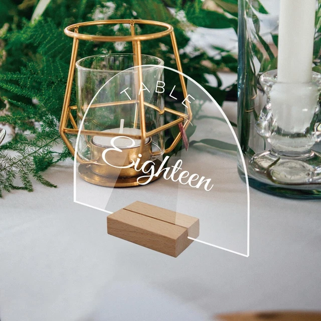 PORTE-PANNEAU DE TABLE en bois massif et acrylique écran de mariage ...