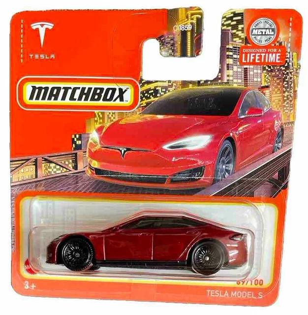 MATCHBOX TESLA MODEL S 2024 89/100 1:64 HVN70 Rot Modellauto Spielzeug ...