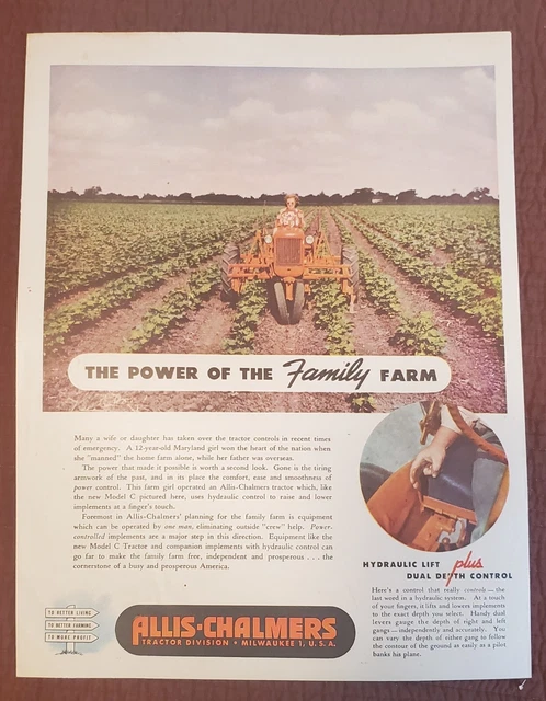 ALLIS CHALMERS MAGAZINE Ad Model C Tractor with Hydraulic Lift £13.63 ...