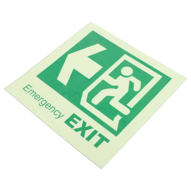 EMERGENCY EXIT SIGN Sticker Office Commercial Fire Extinguisher Glow £5 ...