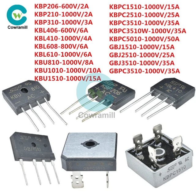 5/10PCS 2-50A KBP/GBPC Bridge Rectifier Metal Case Single Phases Diode ...