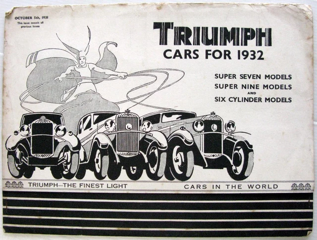 TRIUMPH 1932 SUPER Seven, Nine, Six Cylinder Models Original Car Sales ...