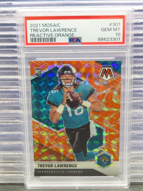 2021 MOSAIC TREVOR Lawrence Orange Reactive Prizm RC Rookie #301 PSA 10 ...
