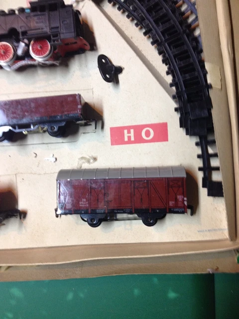 VINTAGE BUB CLOCKWORK Windup Tin Train Set Original Box HO Western ...