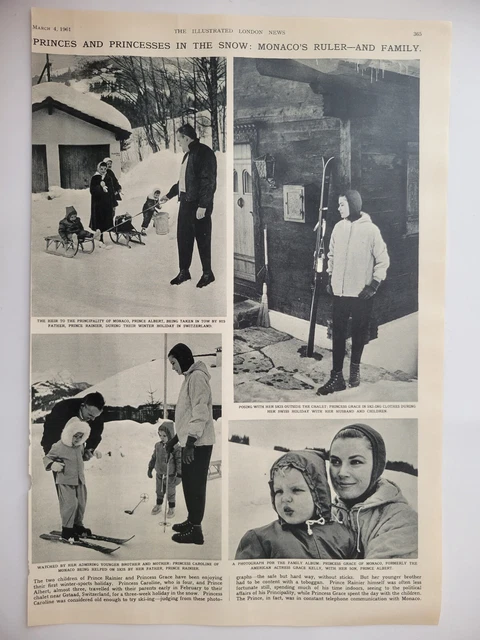 PRINCESS GRACE KELLY With Husband Children Winter Original 1961 ILN ~14 ...