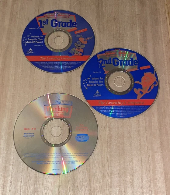 READER RABBIT 1ST Grade, 2nd Grade, Thinking Adventures CD Lot the ...