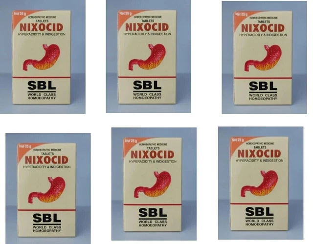 SBL HOMEOPATHIC NIXOCID Tablet Pack Of 6 Each 25 gm Indigestion ...
