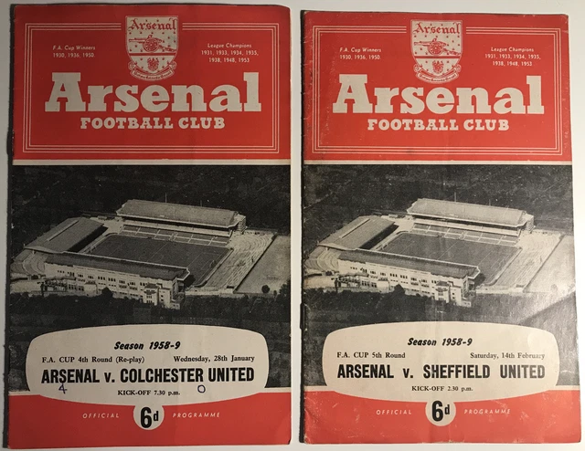ARSENAL PROGRAMMES X 2 from season 1958/59 £8.00 - PicClick UK