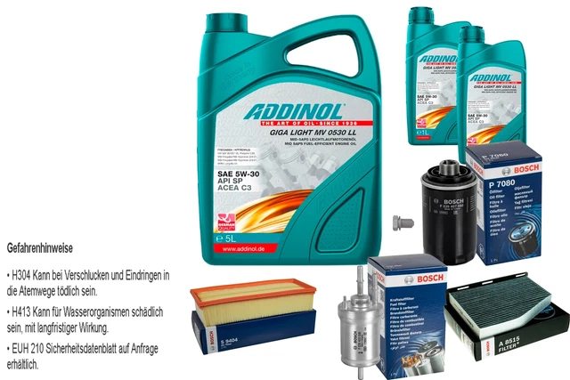 BOSCH INSPECTION SET 7L ADDINOL GIGA LÉGER MV 5W-30 pour VW Golf V 1K1 ...