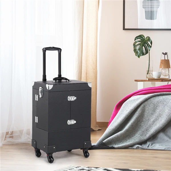 EXTRA LARGE MAKEUP Trolley Vanity Beauty Trolley Case on Wheels w ...