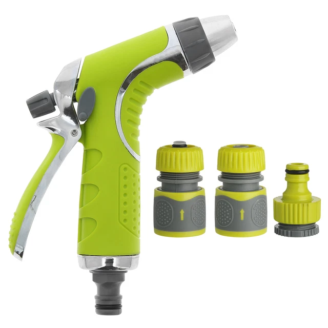 ADJUSTABLE FLOW CONTROL Garden Hose Water Spray Jet Nozzle Comfort Grip ...